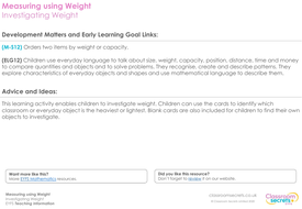 EYFS Maths Investigating Weight Learning Activity | Teaching Resources