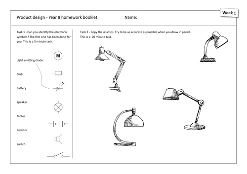 D&T product design homework - Year 8 | Teaching Resources