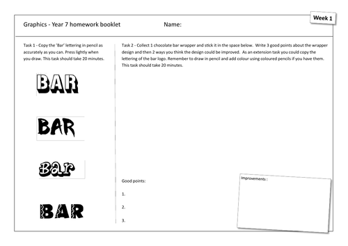 D&T graphics homework - Year 7 | Teaching Resources