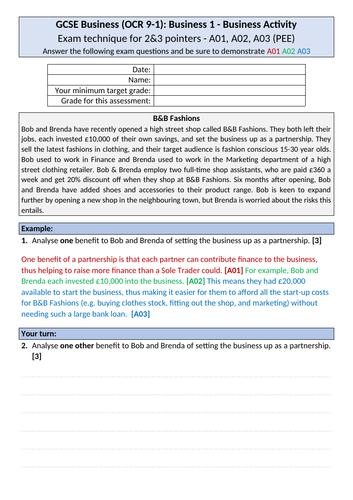 GCSE Business (9-1) Assessment & Exam Technique - Bus Activity ...