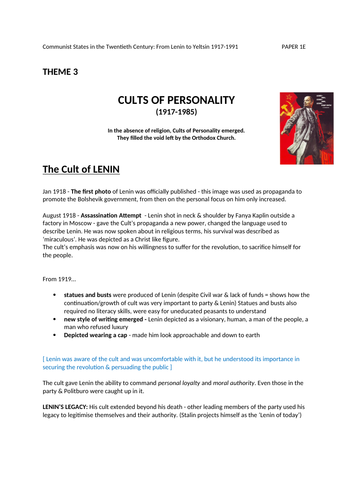 A-Level History - Cults of Personality Revision Notes - THEME 3 ...