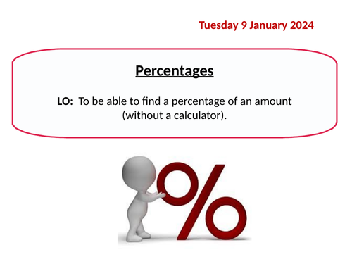 Percentages PowerPoint (Of Amount + Increase/Decrease) | Teaching Resources