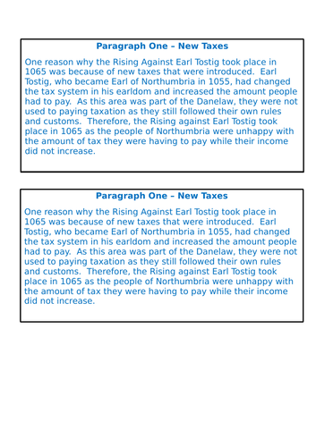 Edexcel Key Topic 1: Earl Tostig | Teaching Resources