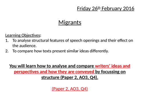 GCSE English Language Lesson 8 | Teaching Resources