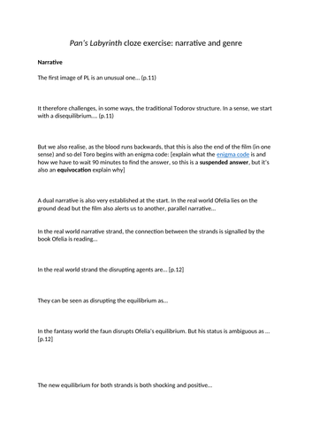 Cloze exercise on narrative and genre in 'Pan's Labyrinth' (2006 ...