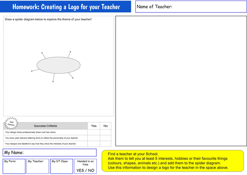 Design a logo for your teacher Homework D&T Design Technology ...
