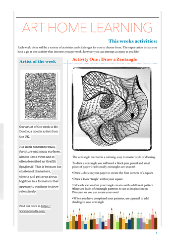 Art Home Learning Week Five | Teaching Resources