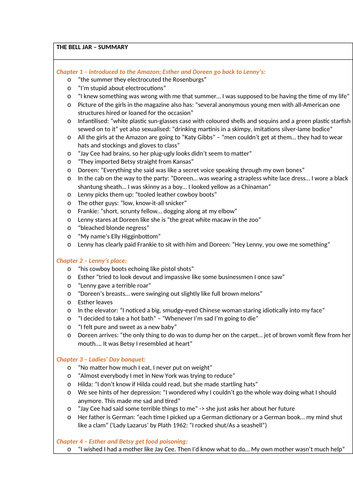 A-level English literature notes - Sylvia Plath's 'The Bell Jar ...