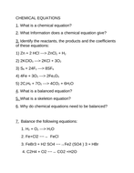 Chemical Equations- Conceptual Questions | Teaching Resources