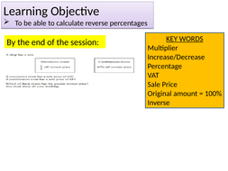 Reverse Percentages | Teaching Resources