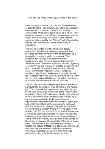 Macbeth: Presentation of The Witches essay | Teaching Resources