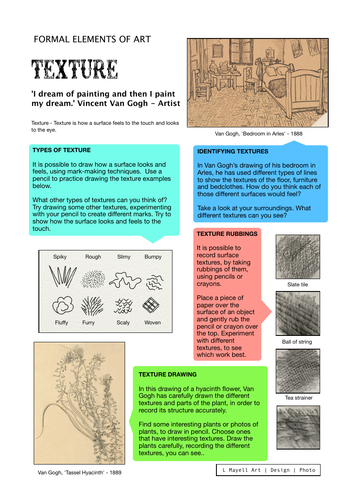 Texture - Formal Elements of Art 7 | Teaching Resources