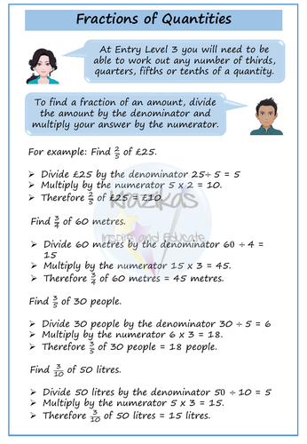 Fractions (Ratio) - AQA Entry Level 3 Maths | Teaching Resources