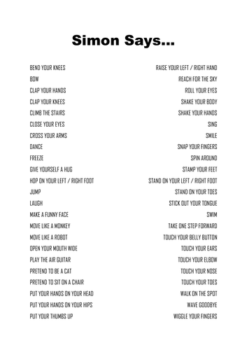 Simon Says | Teaching Resources