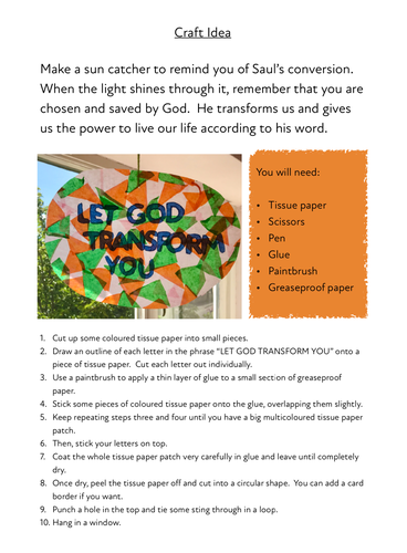Saul’s Conversion: Bible Activity Work Pack (8 years +) | Teaching ...