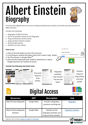 Albert Einstein Digital Biography Activity - Distance Learning ...