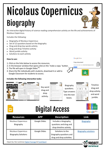 Nicolaus Copernicus Digital Biography Activity - Distance Learning ...
