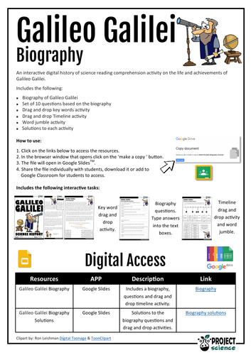 Galileo Galilei Digital Biography Activity - Distance Learning ...