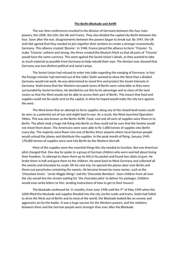 Berlin Blockade | Teaching Resources