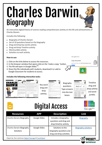 Charles Darwin Digital Biography Activity - Distance Learning ...