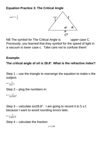 BTEC Applied Science Level 3 Unit 1:Snell's Law, Refractive Index ...