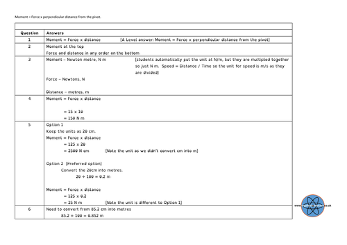 Moments, Force, Perpendicular Distance - GCSE Physics or Combined ...