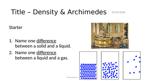Density and Archimedes Principle - Unit 3 - L2 - GCSE Physics ...