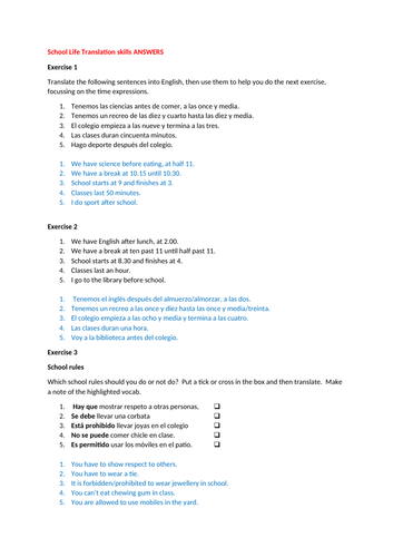 Translation Skills - School GCSE Spanish | Teaching Resources