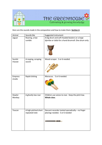 Rainforest Sounds composition KS2 whole class | Teaching Resources