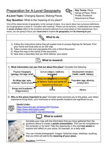 Preparation for A-Level: What is the meaning of my place? | Teaching ...