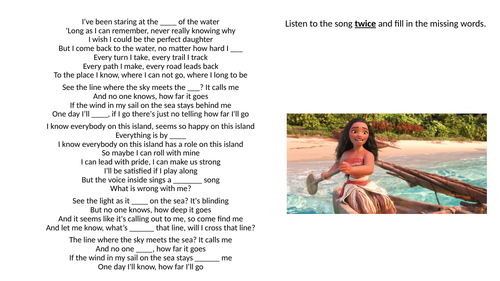 Song Lyrics Reading and Listening Comprehension Powerpoint | Teaching ...