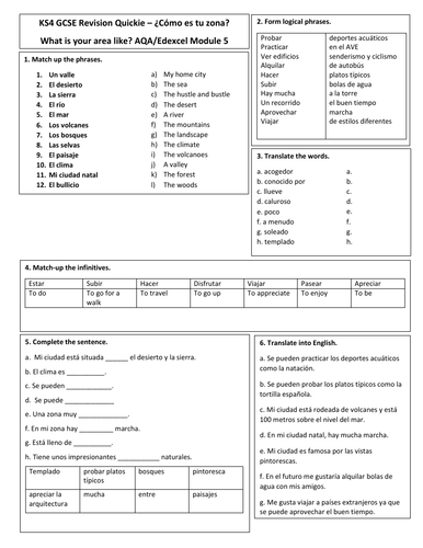 Conti-Style Worksheet What is your area like? Module 5 | Teaching Resources