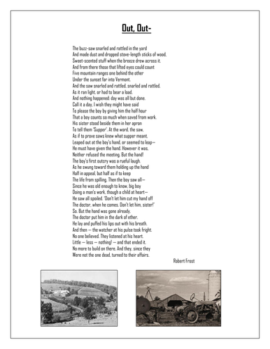 Out, Out- Robert Frost - Double Lesson! | Teaching Resources