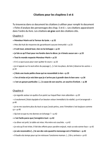 No et moi Chapitres 5-6 | Teaching Resources