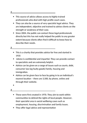 Applied Law - Sources of Advice | Teaching Resources