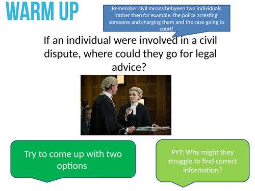 Applied Law - Sources of Advice | Teaching Resources