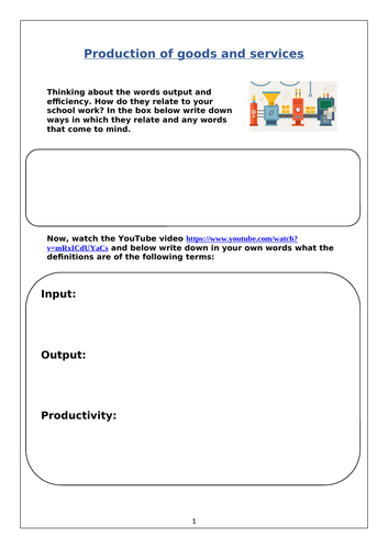 Production of Goods and Services - Full Lesson | Teaching Resources