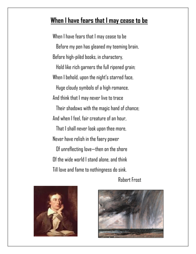 When I have fears that I may cease to be - John Keats - Lesson ...
