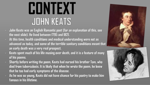 When I have fears that I may cease to be - John Keats - Lesson ...