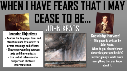 When I have fears that I may cease to be - John Keats - Bundle ...