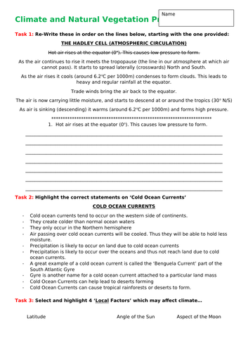 IGCSE Climate and Natural Veg. Lesson 2 | Teaching Resources