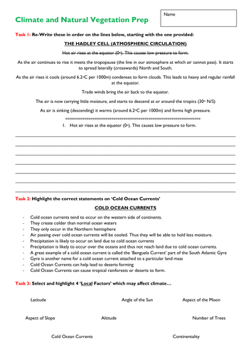 IGCSE Climate and Natural Veg. Lesson 2 | Teaching Resources
