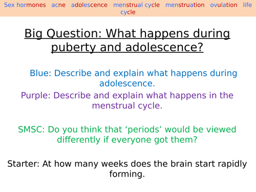 Year 7 Growing Up Lesson (7Be) | Teaching Resources