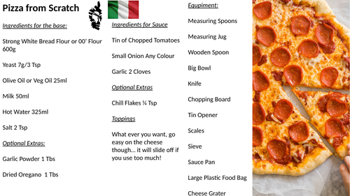 Working From Home Food Tech Pizza Dough | Teaching Resources