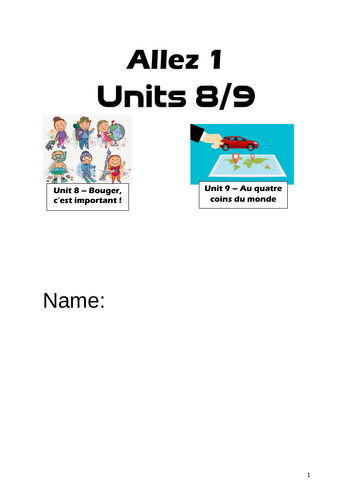 Allez 1 French Revision Booklets Units 1-4 and 6-9 | Teaching Resources