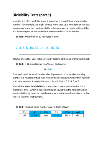 Tests for divisibility 2, 3, 4, 5, 6, 9 and 10 - independent working ...