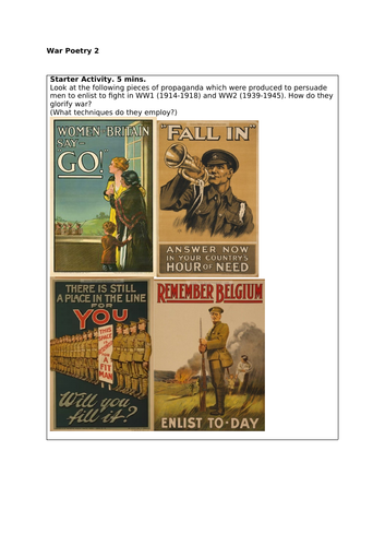 Unit on War Poetry for Remote Learning | Teaching Resources