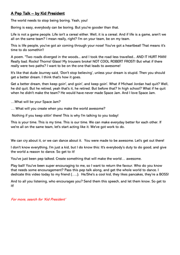 Kid President Speeches | Teaching Resources