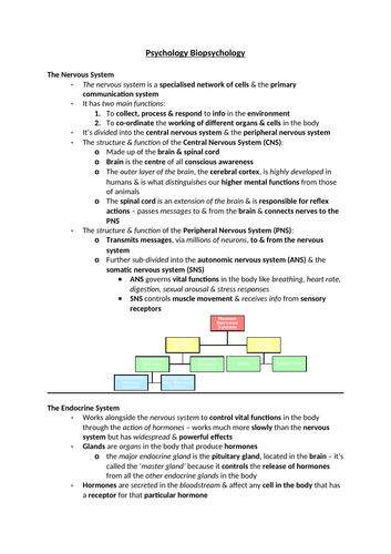 Biopsychology Revision - AQA A-Level Psychology | Teaching Resources Biopsychology Revision - AQA A-Level Psychology | Teaching Resources