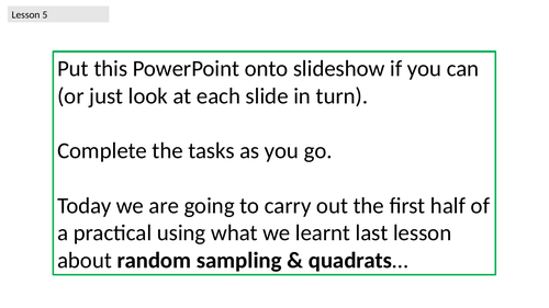 HOME LEARNING - KS4 Ecology Lesson 5- Sampling required practical Part ...